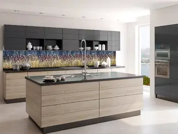 Autocolant perete bucătărie, Dimex, peisaj câmp cu flori la apus ...