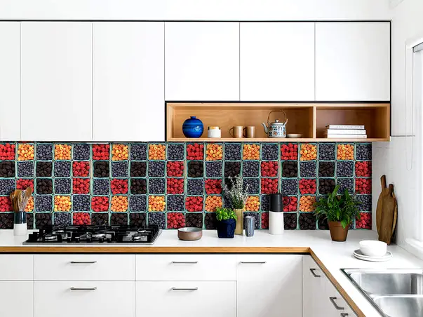 Autocolant decorativ Ladite cu fructe de la Folina, imprimeu multicolor